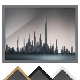 Bilderwelten Bild mit Rahmen - Querformat Sonnenaufgang Kuwait