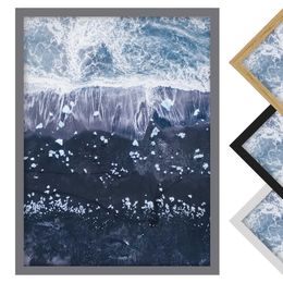 Bilderwelten Bild mit Rahmen - Hochformat Luftbild - J&ouml;kuls&aacute;rl&oacute;n in Island