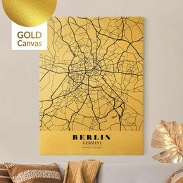 Bilderwelten Leinwandbild - Hochformat Stadtplan Berlin - Klassik