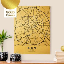 Bilderwelten Leinwandbild - Hochformat Stadtplan Rom - Klassik