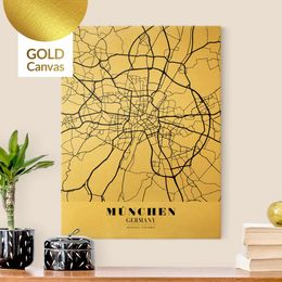 Bilderwelten Leinwandbild - Hochformat Stadtplan M&uuml;nchen - Klassik