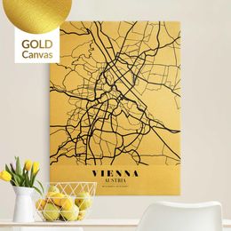 Bilderwelten Leinwandbild - Hochformat Stadtplan Vienna - Klassik