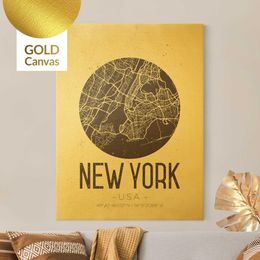 Bilderwelten Leinwandbild - Hochformat Stadtplan New York - Retro