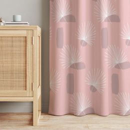Bilderwelten Vorhang Zwergpalmen Blätter - Blasses Pink - blickdichte Gardine Muster Blumen Floral Wohnzimmer Schlafzimmer Küche Bad Badezimmer Rosa