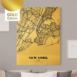 Bilderwelten Leinwandbild - Hochformat Stadtplan New York - Klassik