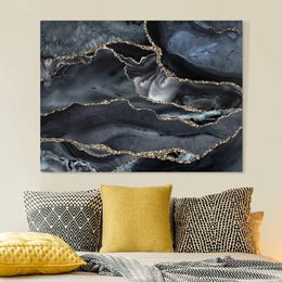 Bilderwelten Leinwandbild Schwarz mit Glitzer Gold