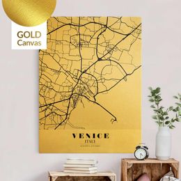Bilderwelten Leinwandbild - Hochformat Stadtplan Venice - Klassik