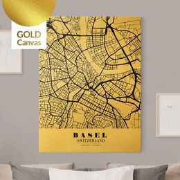 Bilderwelten Leinwandbild - Hochformat Stadtplan Basel - Klassik