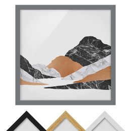 Bilderwelten Bild mit Rahmen Landschaft in Marmor und Kupfer II