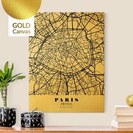 Bilderwelten Leinwandbild - Hochformat Stadtplan Paris - Klassik
