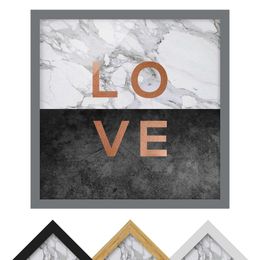 Bilderwelten Bild mit Rahmen Love Kupfer und Marmor