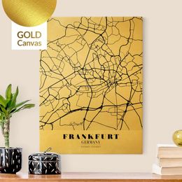 Bilderwelten Leinwandbild - Hochformat Stadtplan Frankfurt - Klassik