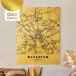 Bilderwelten Leinwandbild - Hochformat Stadtplan Hannover - Klassik