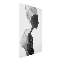 Bilderwelten Alu Dibond Outdoor Bild Portrait schwarz weiss Illustration Aquarell - Sie - Deko Jugendzimmer