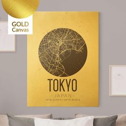 Bilderwelten Leinwandbild - Hochformat Stadtplan Tokyo - Retro