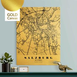 Bilderwelten Leinwandbild - Hochformat Stadtplan Salzburg - Klassik