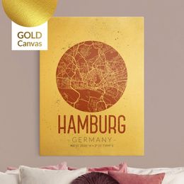 Bilderwelten Leinwandbild - Hochformat Stadtplan Hamburg - Retro