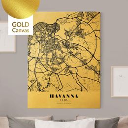 Bilderwelten Leinwandbild - Hochformat Stadtplan Havanna - Klassik