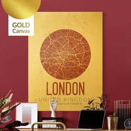 Bilderwelten Leinwandbild - Hochformat Stadtplan London - Retro
