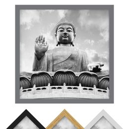 Bilderwelten Bild mit Rahmen Gro&szlig;er Buddha Schwarz-Wei&szlig;
