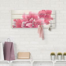 Bilderwelten Wandgarderobe beige Blumen Abstrakt Flurgarderobe - K&uuml;nstlerische Flora I - Deko Garderobenpaneel Flur