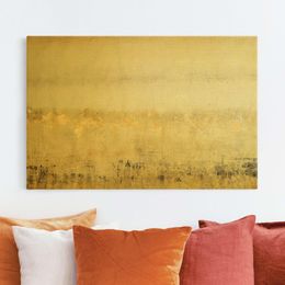 Bilderwelten Leinwandbild - Querformat Goldene Farbfelder I