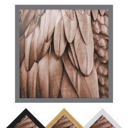 Bilderwelten Bild mit Rahmen Federn in Rosegold