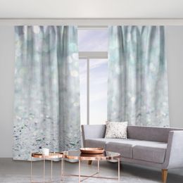 Bilderwelten Vorhang Prinzessinnen Glitzerlandschaft in Mint - blickdichte Gardine Muster Steinoptik Wohnzimmer Schlafzimmer Küche Bad Badezimmer Jugendzimmer