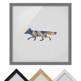 Bilderwelten Bild mit Rahmen Fuchs in Blau und Gelb