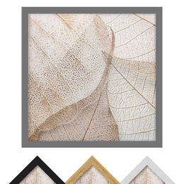 Bilderwelten Bild mit Rahmen Filigrane Blattstruktur in Gold