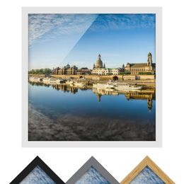 Bilderwelten Bild mit Rahmen Stadt beige Motiv inkl. Rahmung - Die Wei&szlig;e Flotte von Dresden - Dresden Wohnzimmer Schlafzimmer