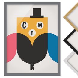Bilderwelten Bild mit Rahmen CMYK Eule Grafik
