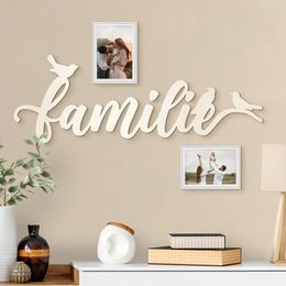 Bilderwelten Wanddeko Holz Familie mit Spatzen