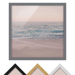 Bilderwelten Bild mit Rahmen Ros&eacute;goldener Strand am Morgen