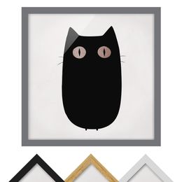 Bilderwelten Bild mit Rahmen Schwarze Katze Illustration
