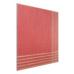 Alu Dibond Outdoor Bild - Linien Treffen auf Rot - originell rot Abstrakt wetterfest Deko Wohnzimmer Schlafzimmer