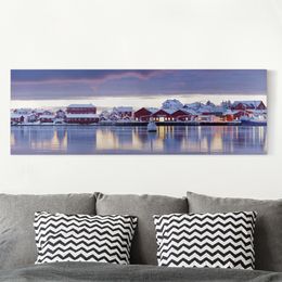 Bilderwelten Leinwandbild - Panorama Reine in Norwegen