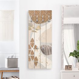 Bilderwelten Wandgarderobe einzigartig Abstrakt Holzoptik - Abstrakter Steinbruch Pastellmuster - Retro Garderobenpaneel Flur