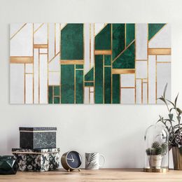 Bilderwelten Leinwandbild Emerald und Gold Geometrie