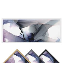 Bilderwelten Bild mit Rahmen originell violett Abstrakt Aquarell - Violett im Fluss - Deko Wohnzimmer Schlafzimmer