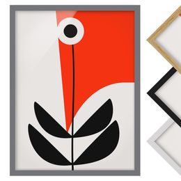 Bilderwelten Bild mit Rahmen Abstrakte Formen - Blume Rot