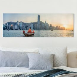 Bilderwelten Leinwandbild Dschunke im Victoria Harbour