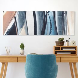 Bilderwelten Leinwandbild Blau und Beige Streifen