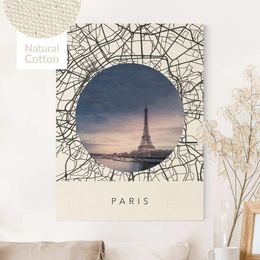 Bilderwelten Leinwandbild Stadtplan Collage Paris