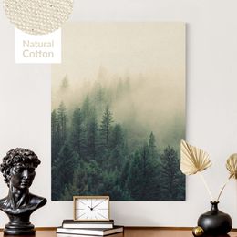 Bilderwelten Leinwandbild Wald im Nebel Erwachen