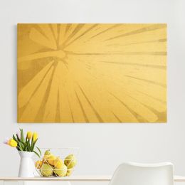 Bilderwelten Leinwandbild Palmenblatt Silhouette auf Leinen