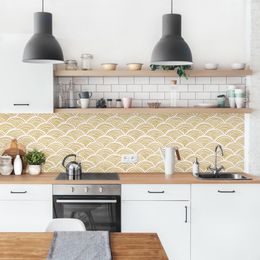 Bilderwelten K&uuml;chenr&uuml;ckwand Boho Kleine B&ouml;gen Muster Gelb