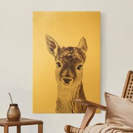 Bilderwelten Leinwandbild Reh Kitz Portrait