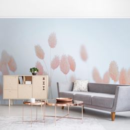Bilderwelten Fototapete Blumen Landhaus Wandtapete beige - Rosa Gr&auml;serspitzen - Gr&auml;ser Wohnzimmer Schlafzimmer