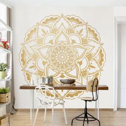 Bilderwelten Mustertapete Mandala Blume gold wei&szlig;